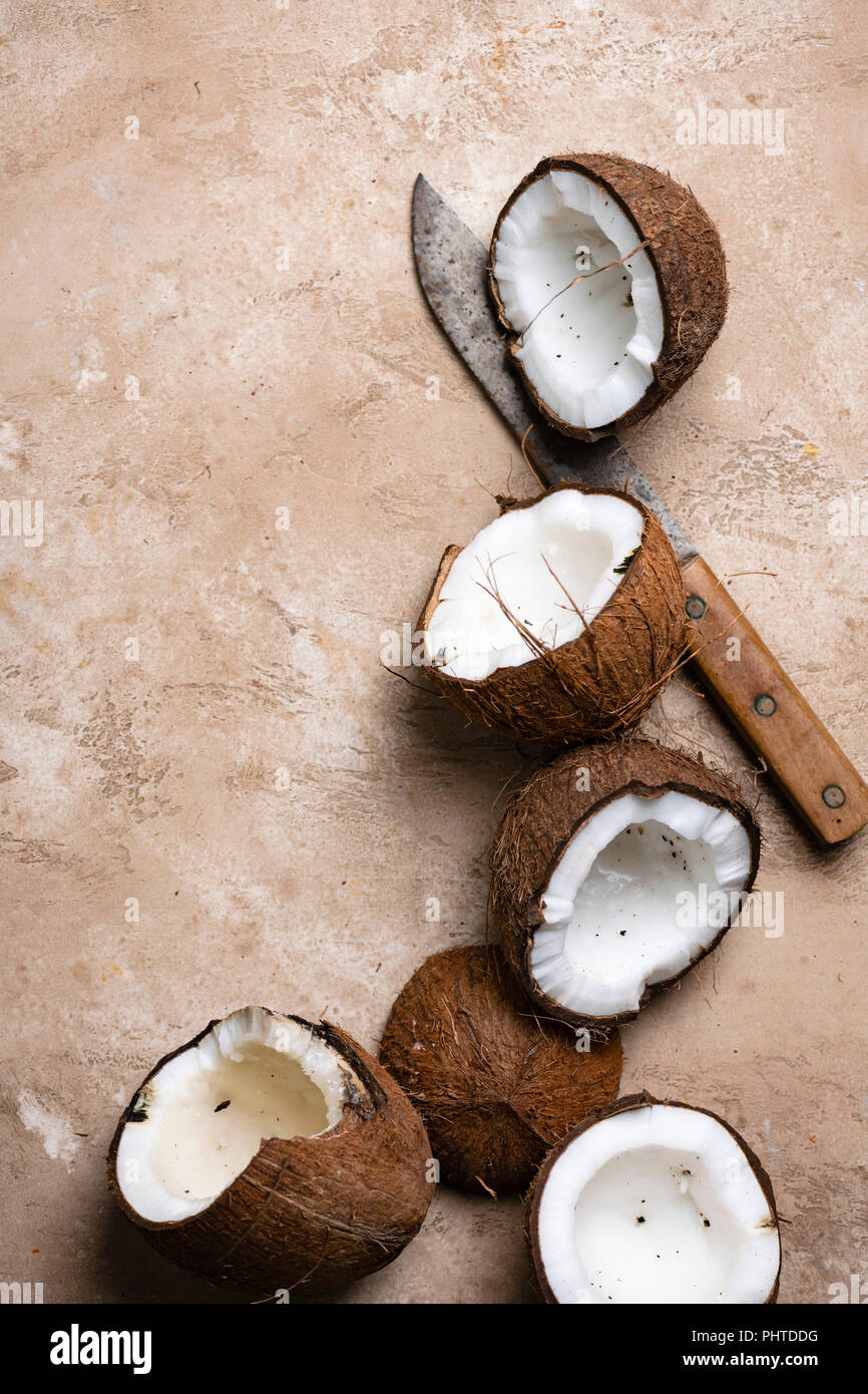 Sliced Fresh Coconut Stock Photo - Alamy