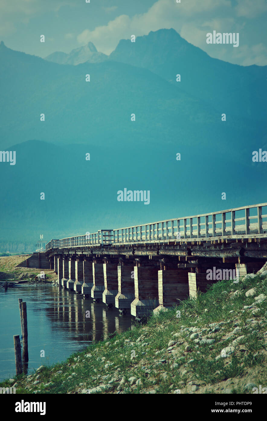 Bridge over River Barguzin Stock Photo - Alamy