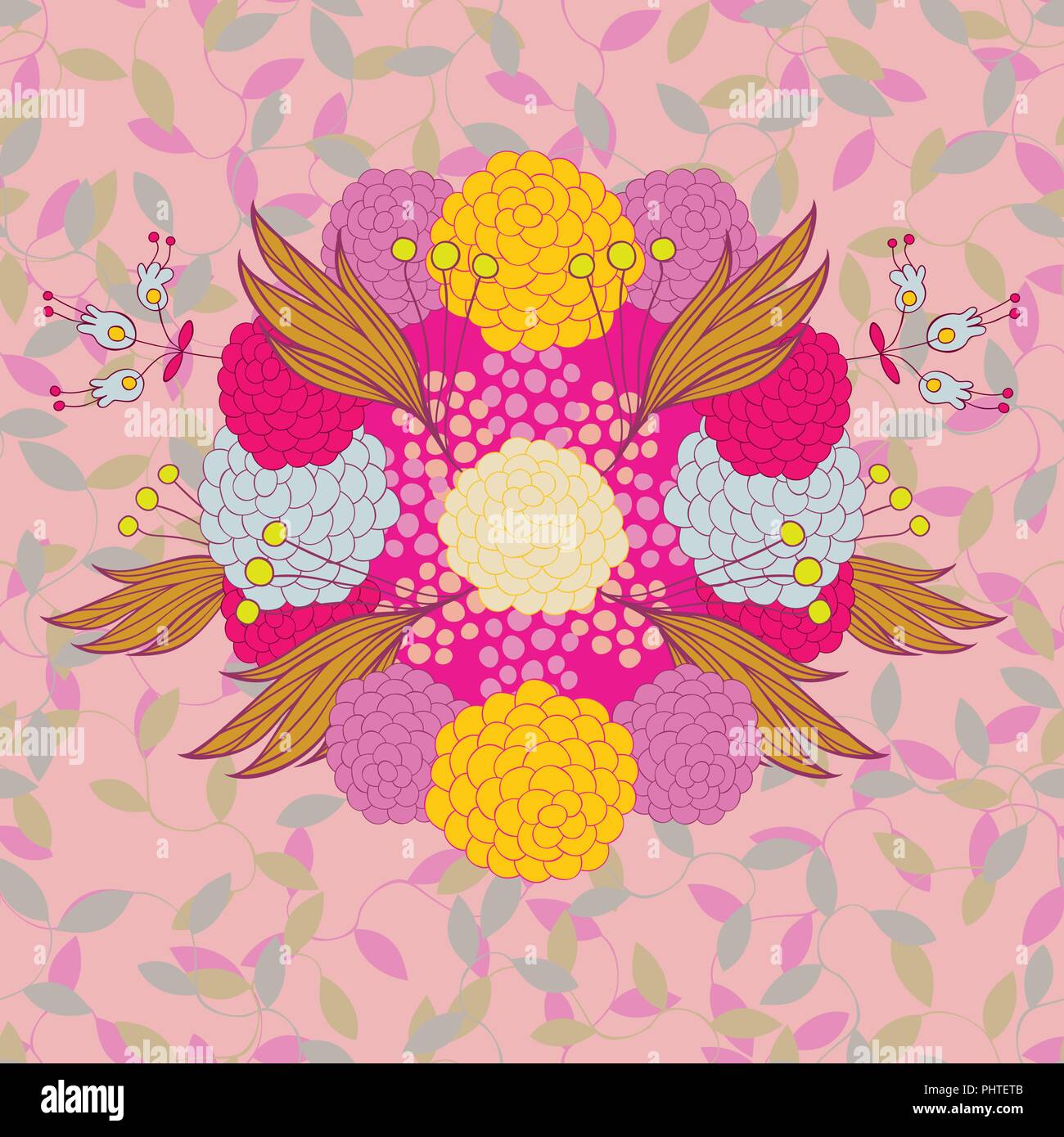 Colorful hand - drawn floral pattern Stock Vector Image & Art - Alamy
