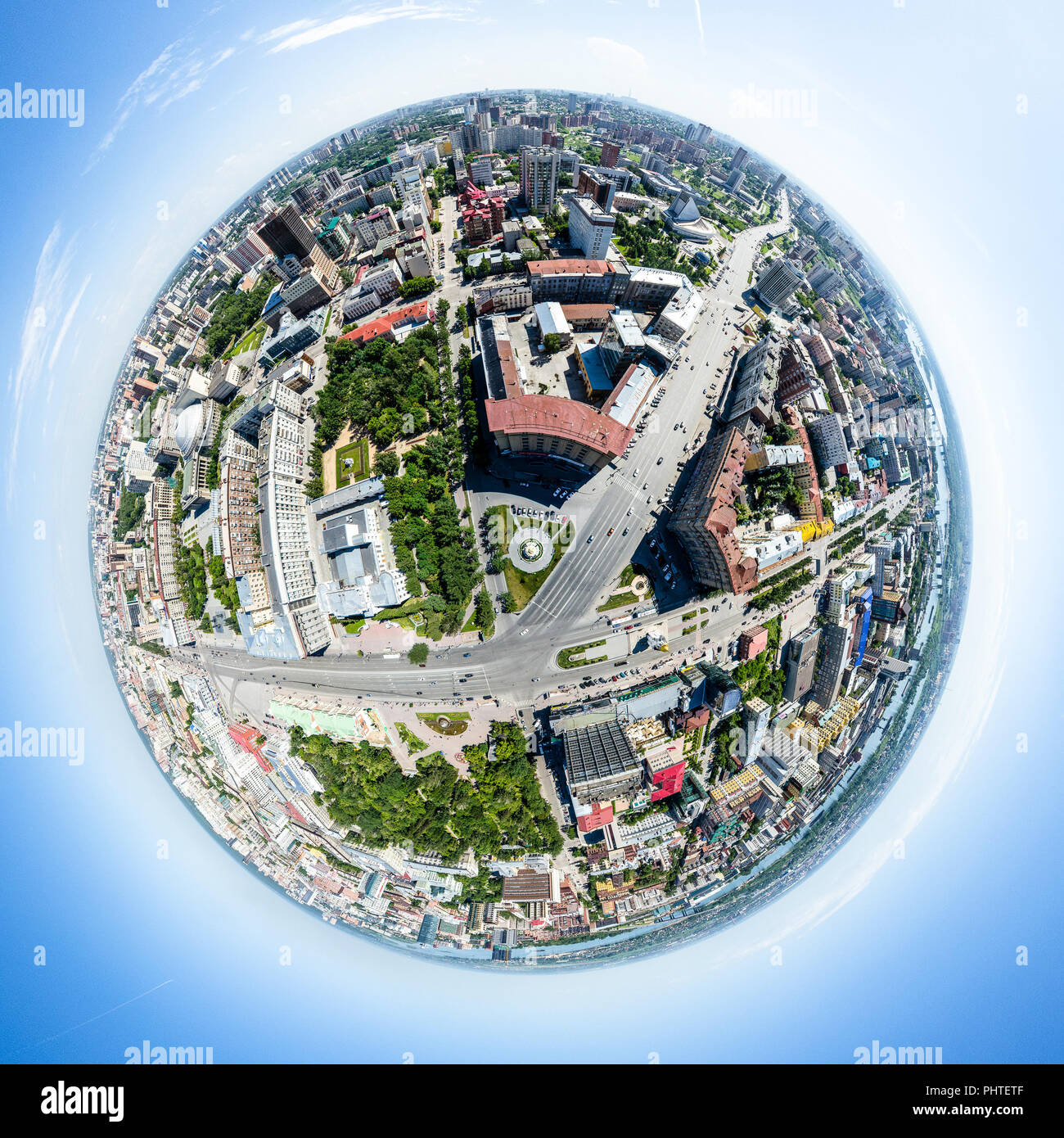 Aerial city view with roads, houses and buildings Stock Photo - Alamy