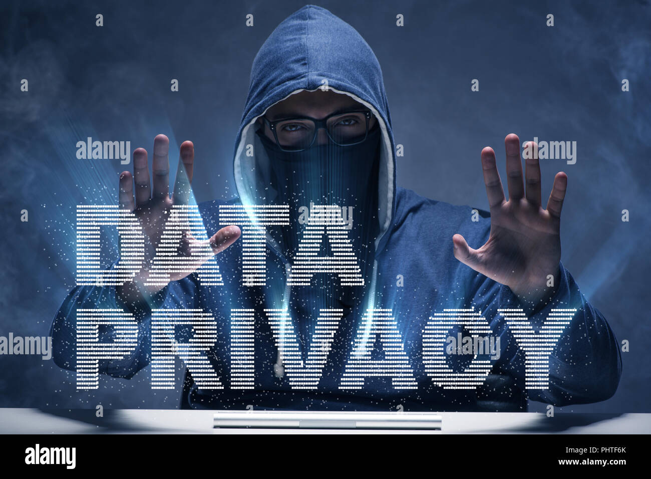 Data privacy concept with hacker stealing personal information Stock ...