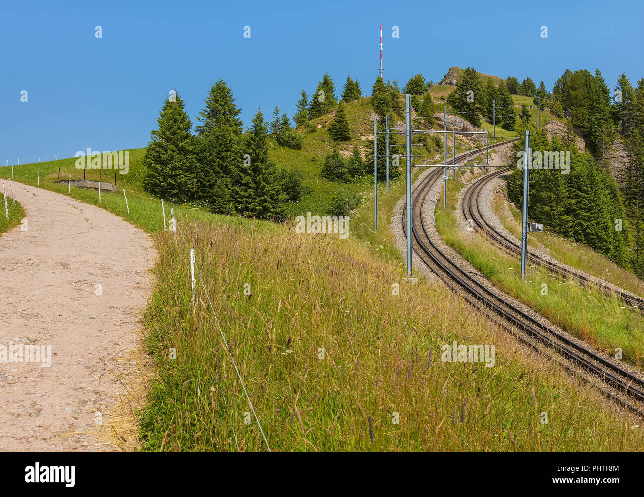 View on Mt. Rigi in Switzerland in summer. The Rigi is a popular ...