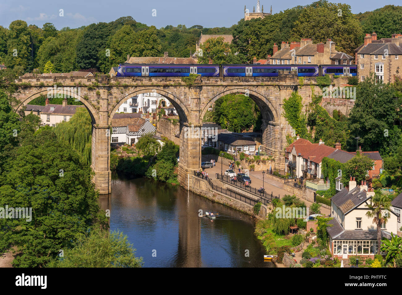 Knaresborough. River Nidd and railway viaduct Stock Photo - Alamy