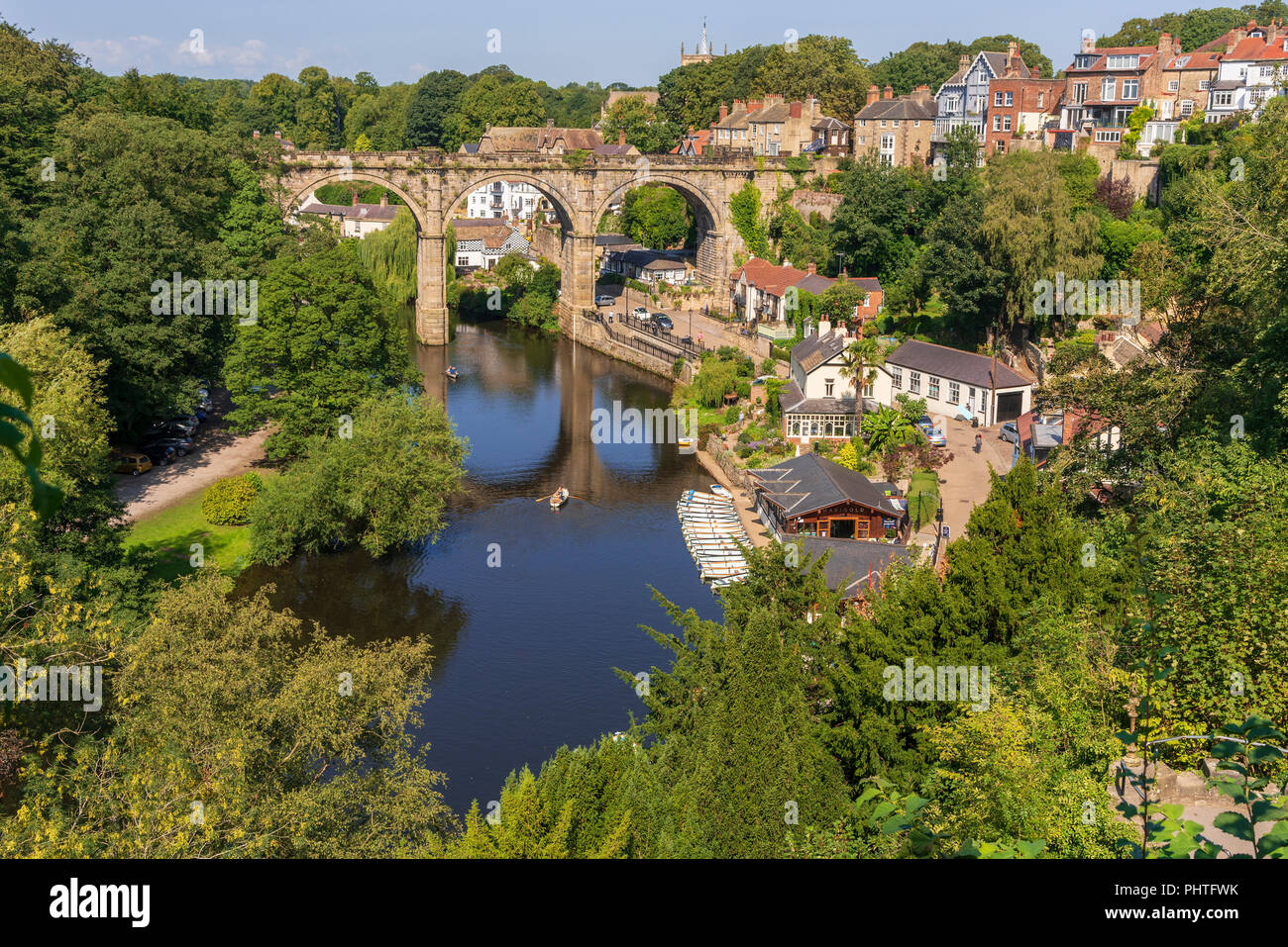 Knaresborough. River Nidd and railway viaduct Stock Photo - Alamy