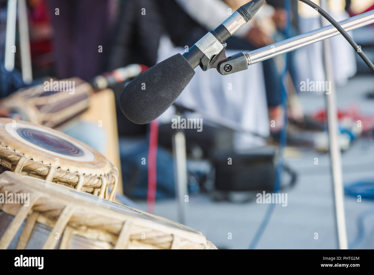 Musical instruments with microphone stand in the Concert,close up of ...