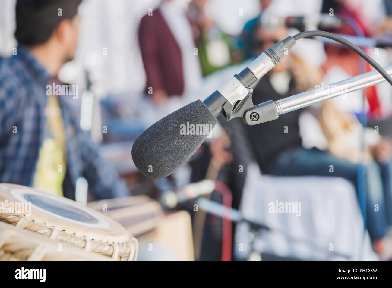 Musical instruments with microphone stand in the Concert,close up of ...