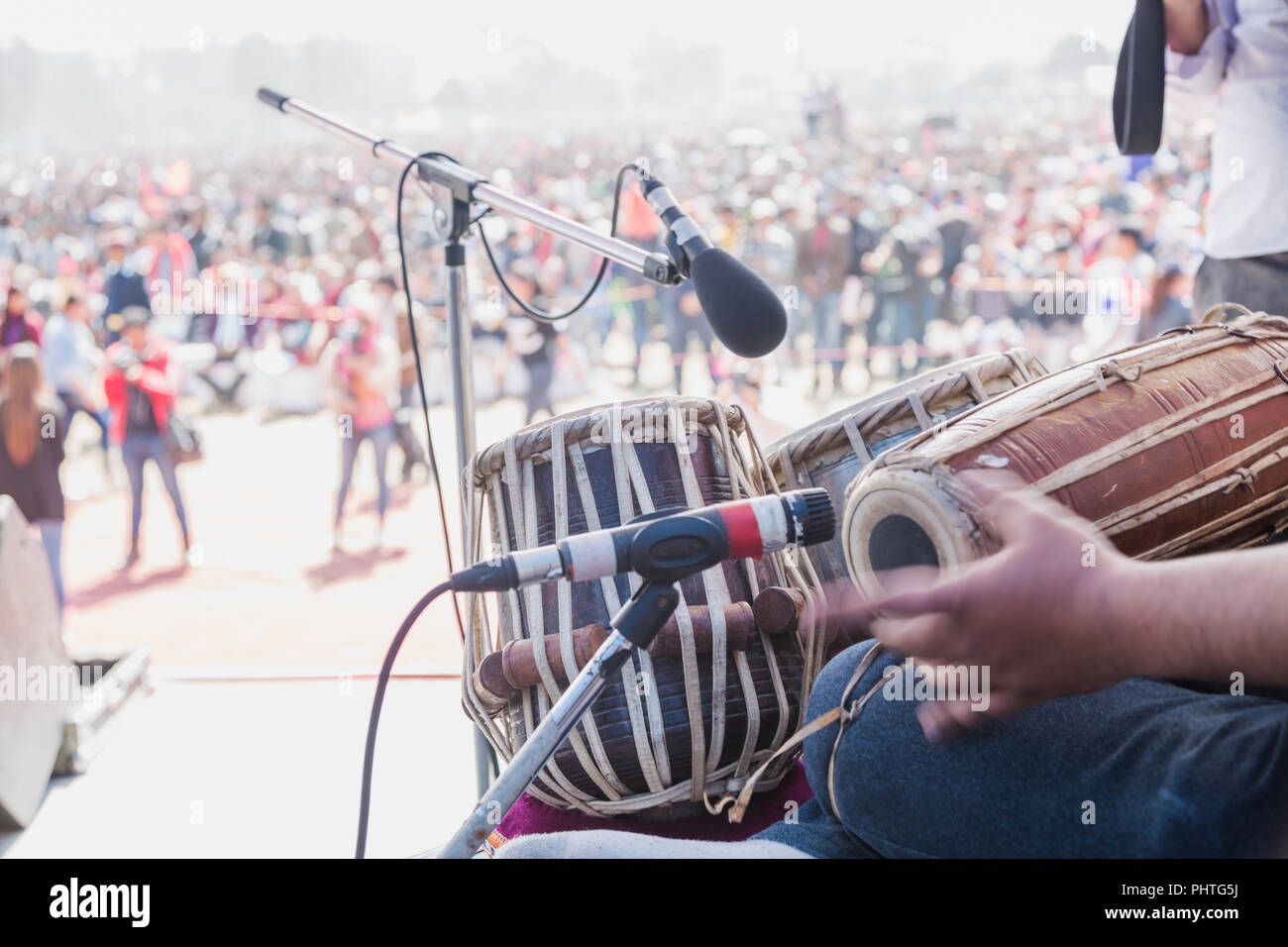 Musical instruments with microphone stand in the Concert,close up of ...