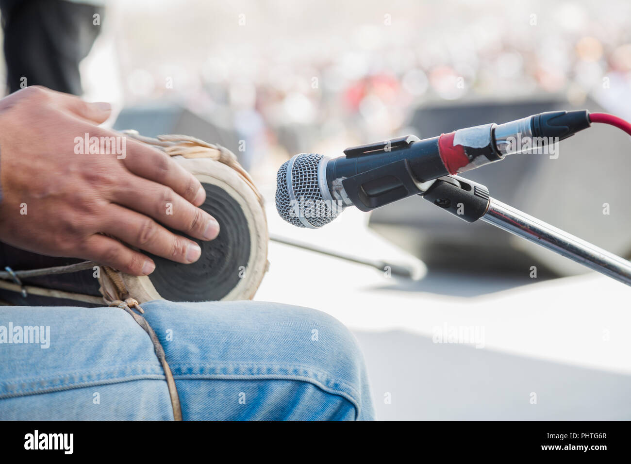 Musical instruments with microphone stand in the Concert,close up of ...