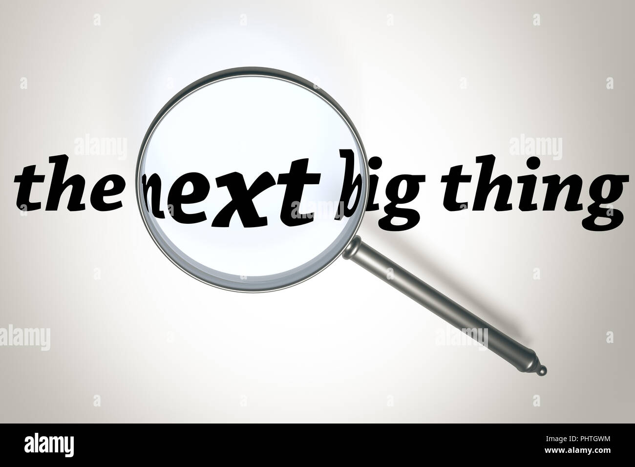 magnifying glass the next big thing Stock Photo - Alamy