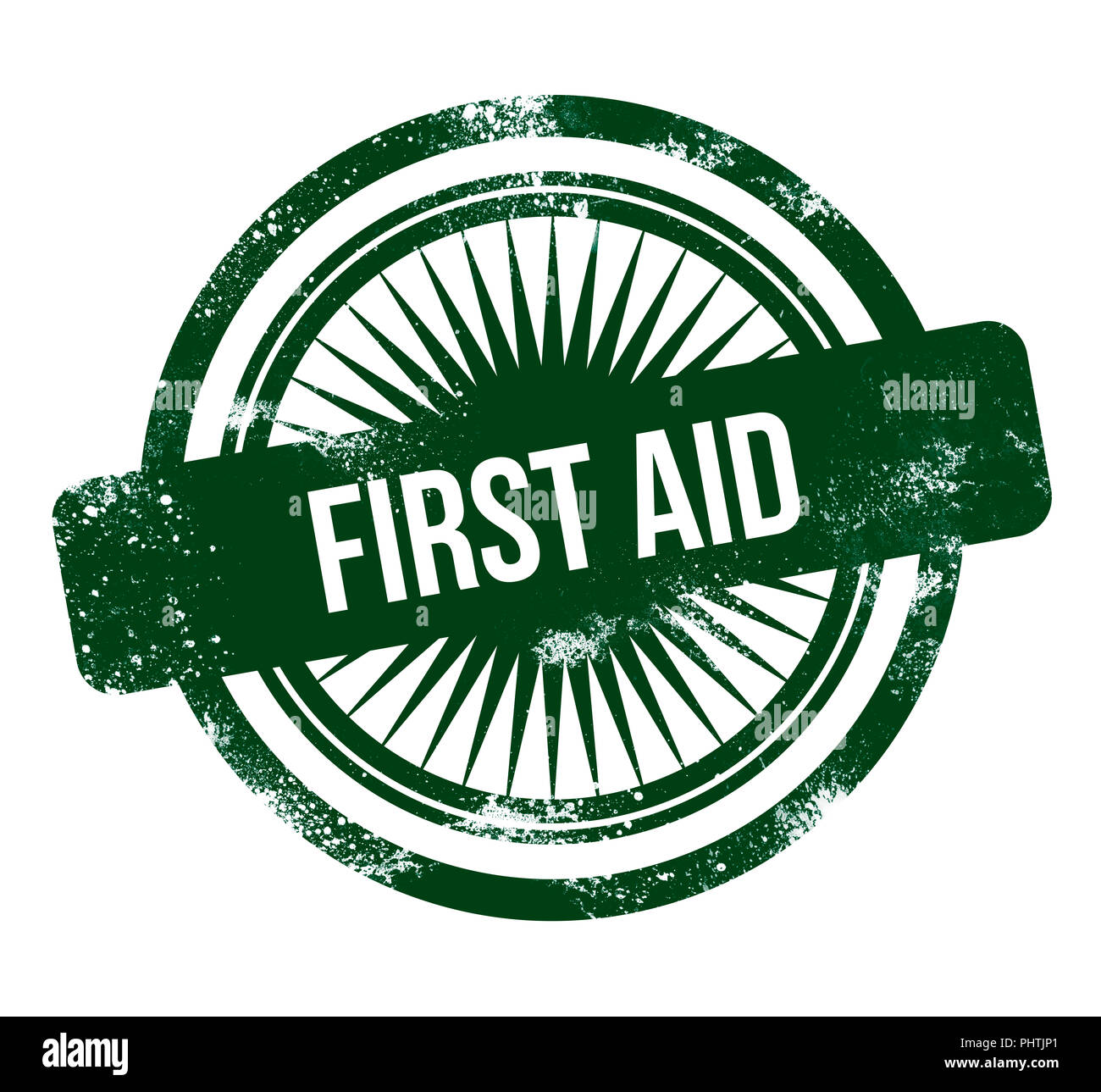 first aid - green grunge stamp Stock Photo - Alamy