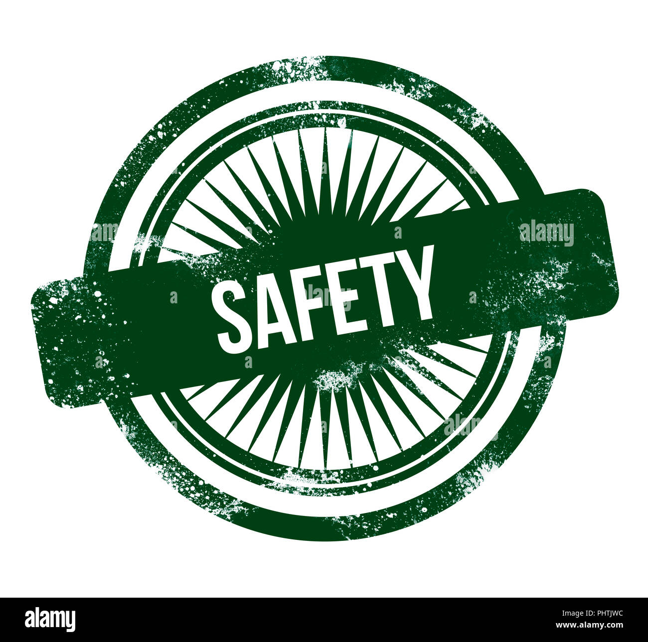 safety - green grunge stamp Stock Photo - Alamy
