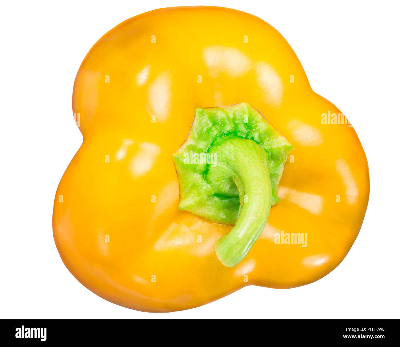 Golden California Wonder sweet bell pepper (Capsicum annuum), whole pod ...
