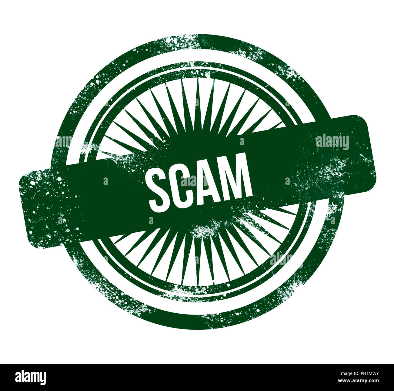 scam - green grunge stamp Stock Photo - Alamy
