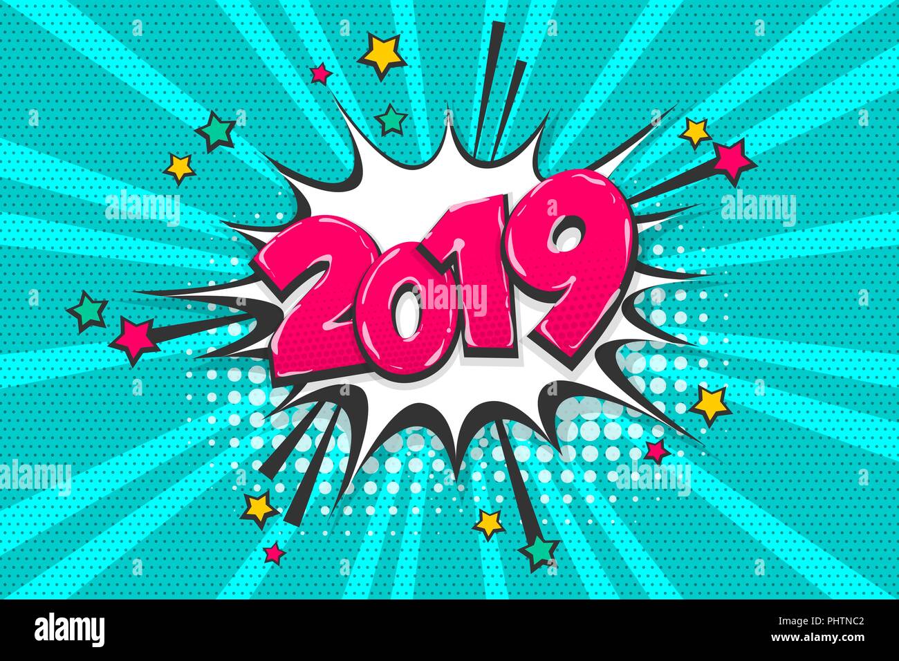2019 retro style comic hi-res stock photography and images - Alamy