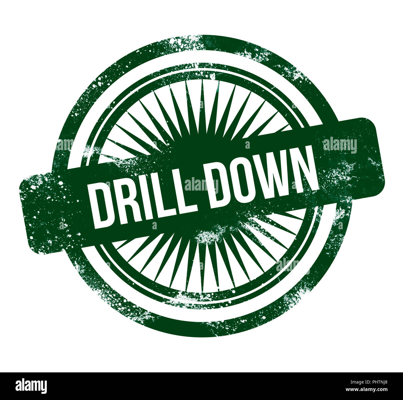 Drill down - green grunge stamp Stock Photo - Alamy
