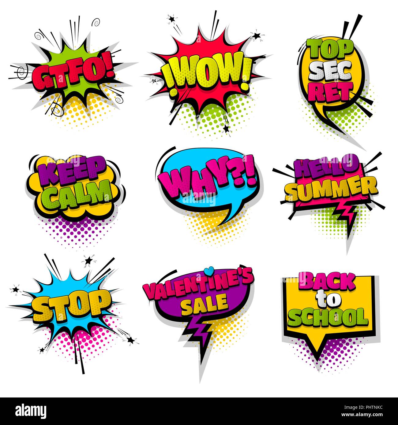 Set hand drawn effects comic speech bubbles Stock Vector Image & Art ...