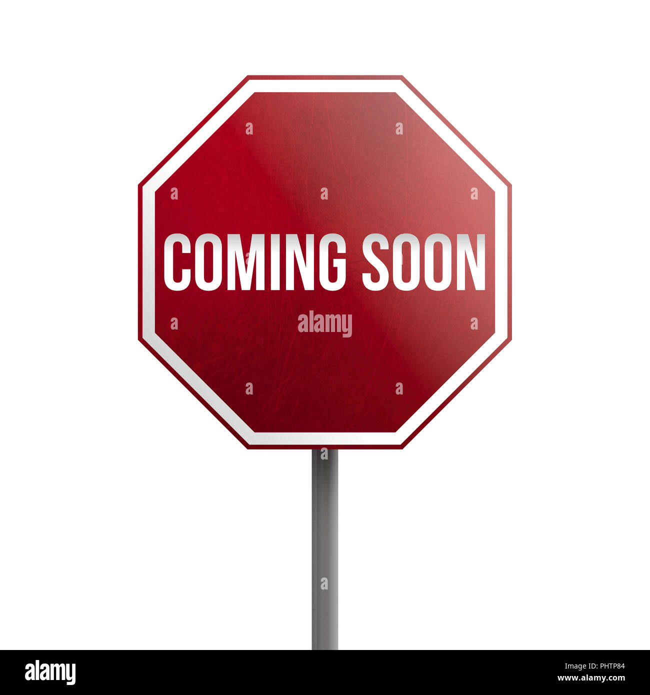 coming soon - red sign isolated on white background Stock Photo - Alamy