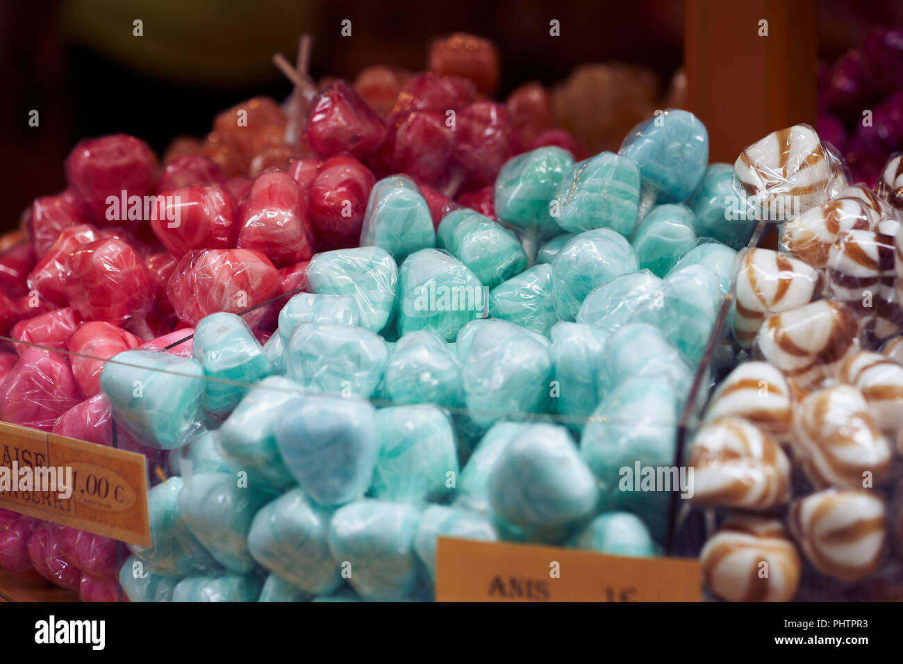 Blue and red candies Stock Photo - Alamy