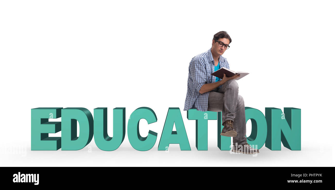 Young male student in education concept isolated on white Stock Photo ...