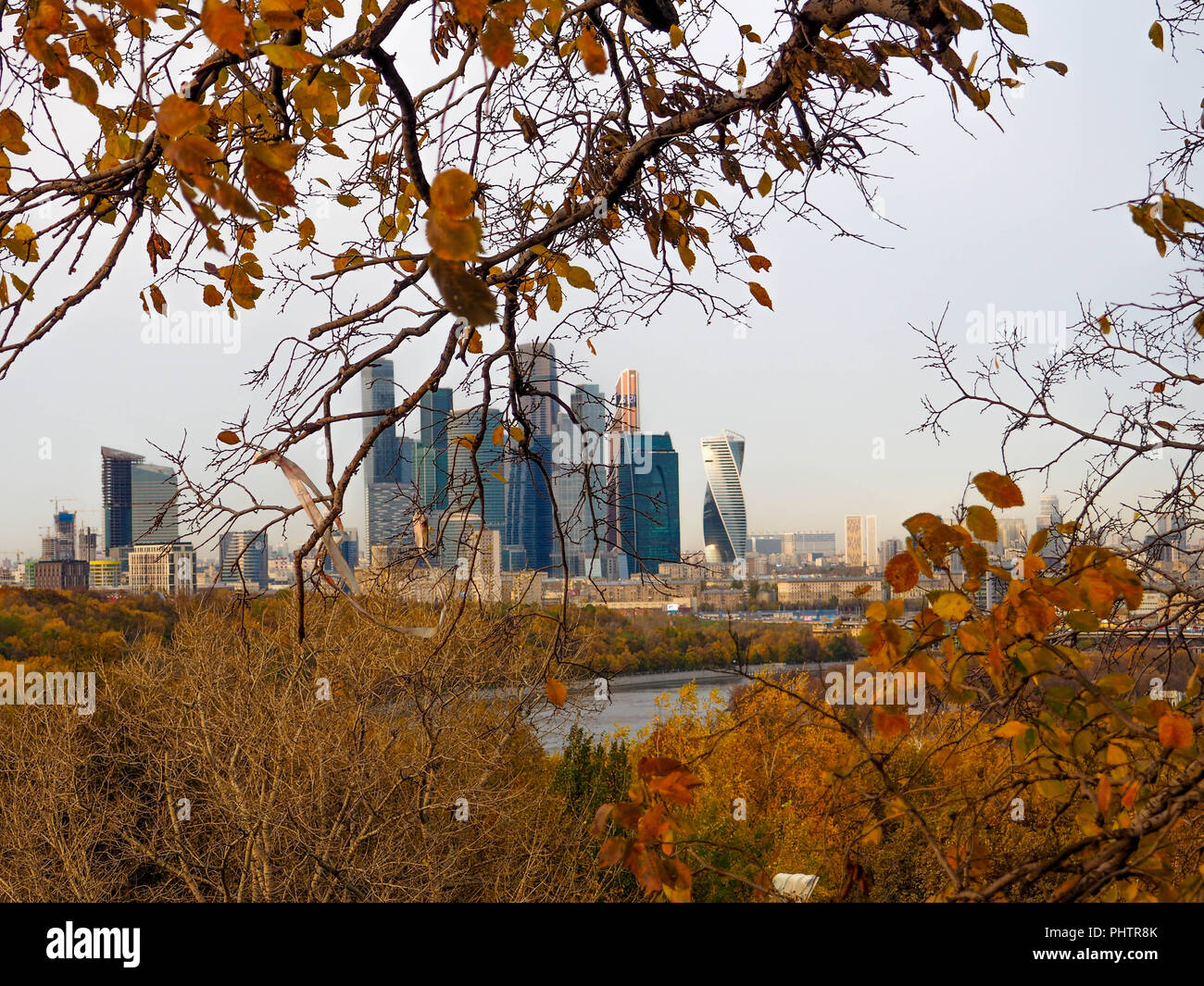 urban Moscow landscape Moscow city panorama. Autumn trees Stock Photo ...