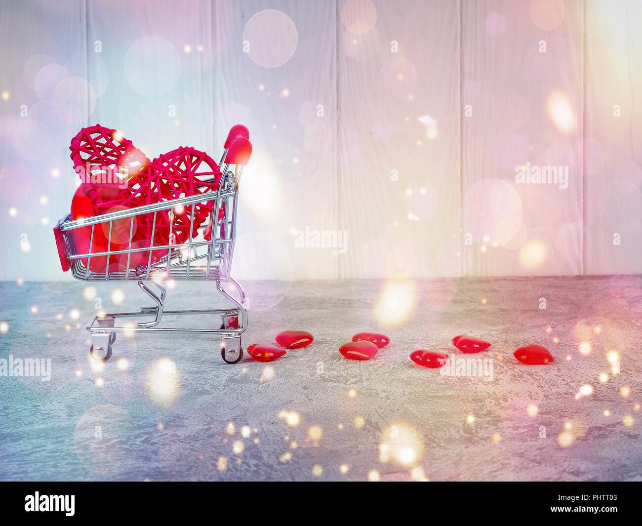 Shopping cart full of hearts for Valentine, Concept for buying love ...