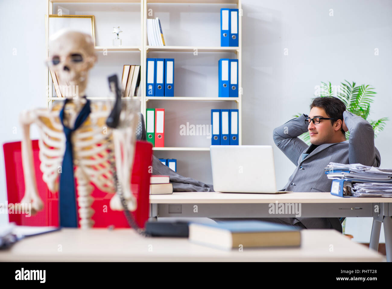 Man telephone skeleton hi-res stock photography and images - Alamy