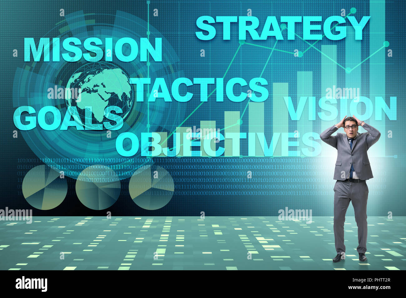 Businessman confused with strategic objectives Stock Photo - Alamy