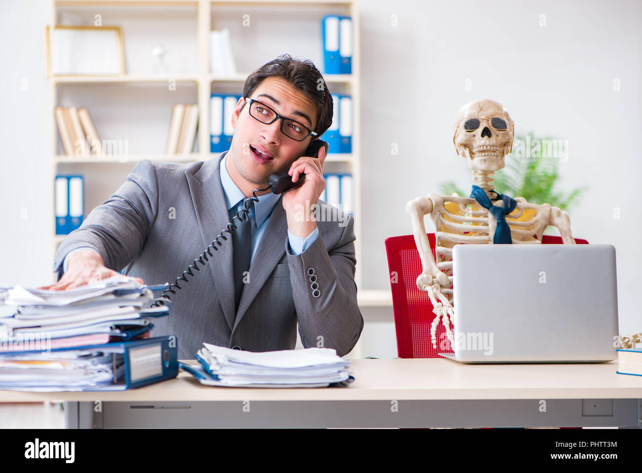 Man telephone skeleton hi-res stock photography and images - Alamy