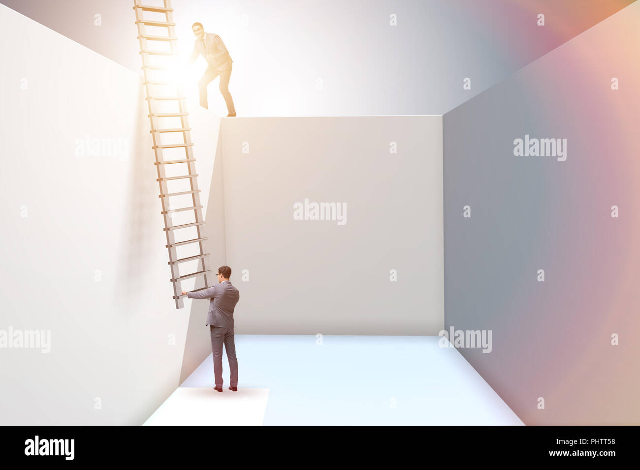 Businessman helping colleague to escape from problems Stock Photo - Alamy