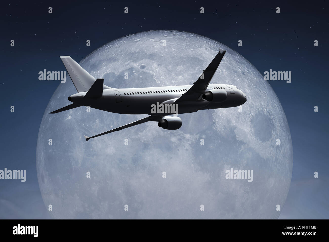 Stars moon and plane hi-res stock photography and images - Alamy