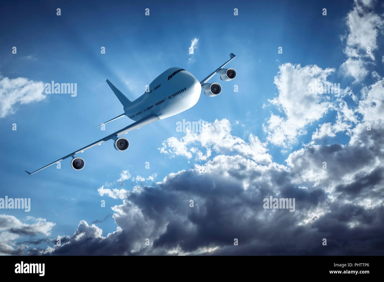 An airplane and the dramatic sky Stock Photo - Alamy