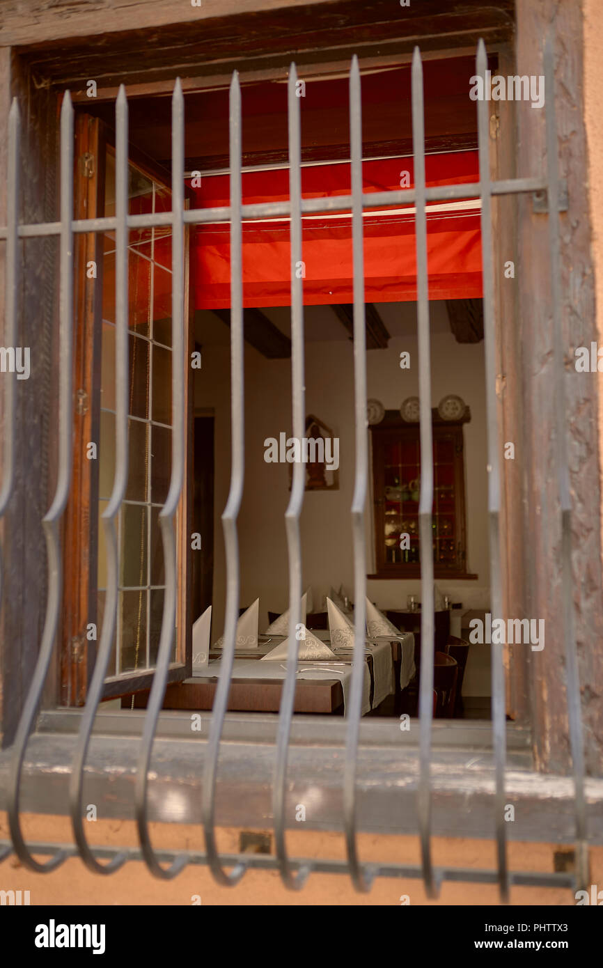 Restaurant table from the window Stock Photo - Alamy