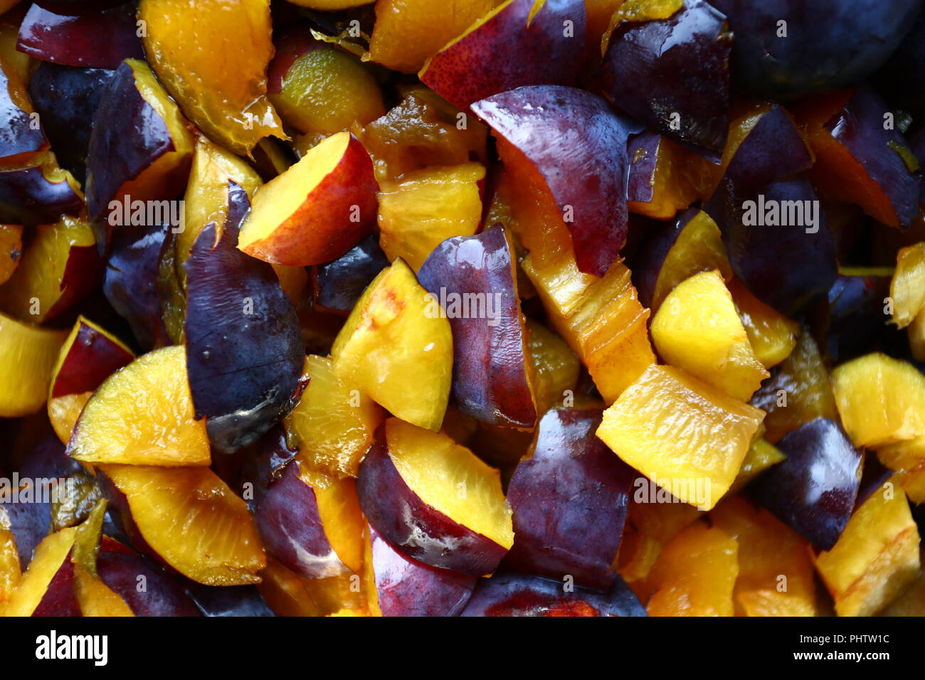 Food: Plums cut Stock Photo - Alamy