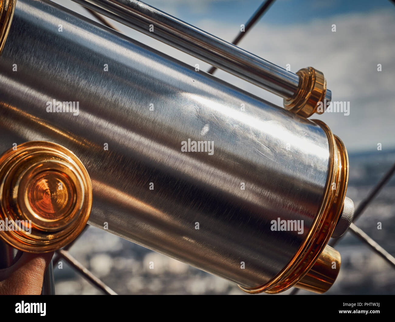 Paris observation point .Metal telescope Stock Photo - Alamy