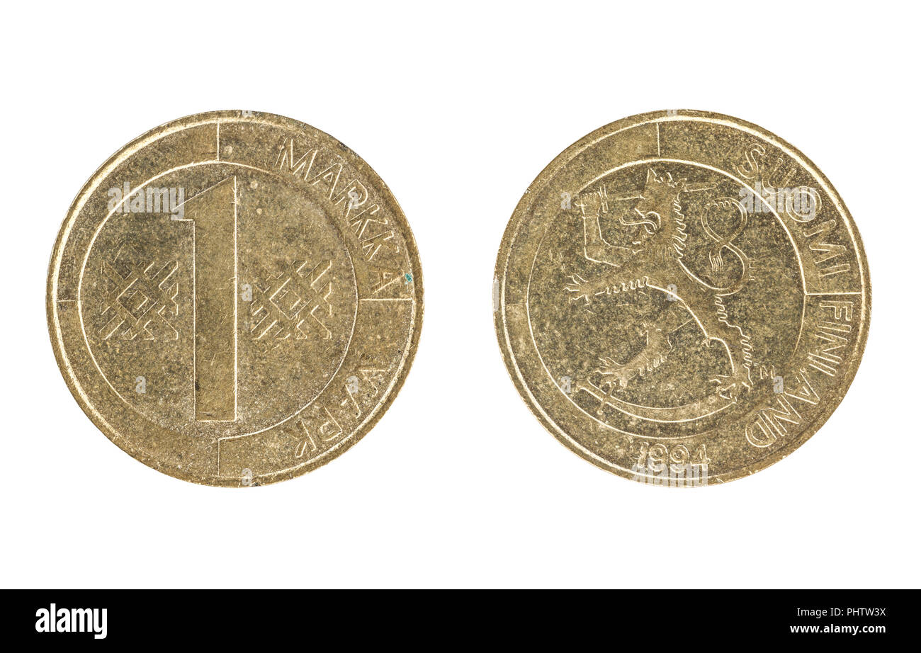Set of commemorative the Finnish coin, the nominal value of 1 markka ...