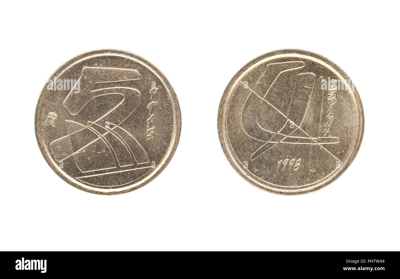 Set of commemorative the Spain coin, the nominal value of 5 peseta ...