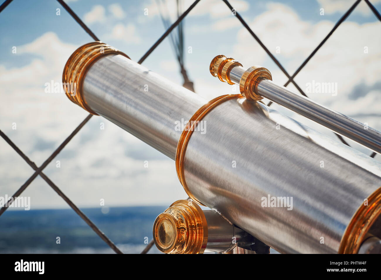 Paris observation point .Metal telescope Stock Photo - Alamy