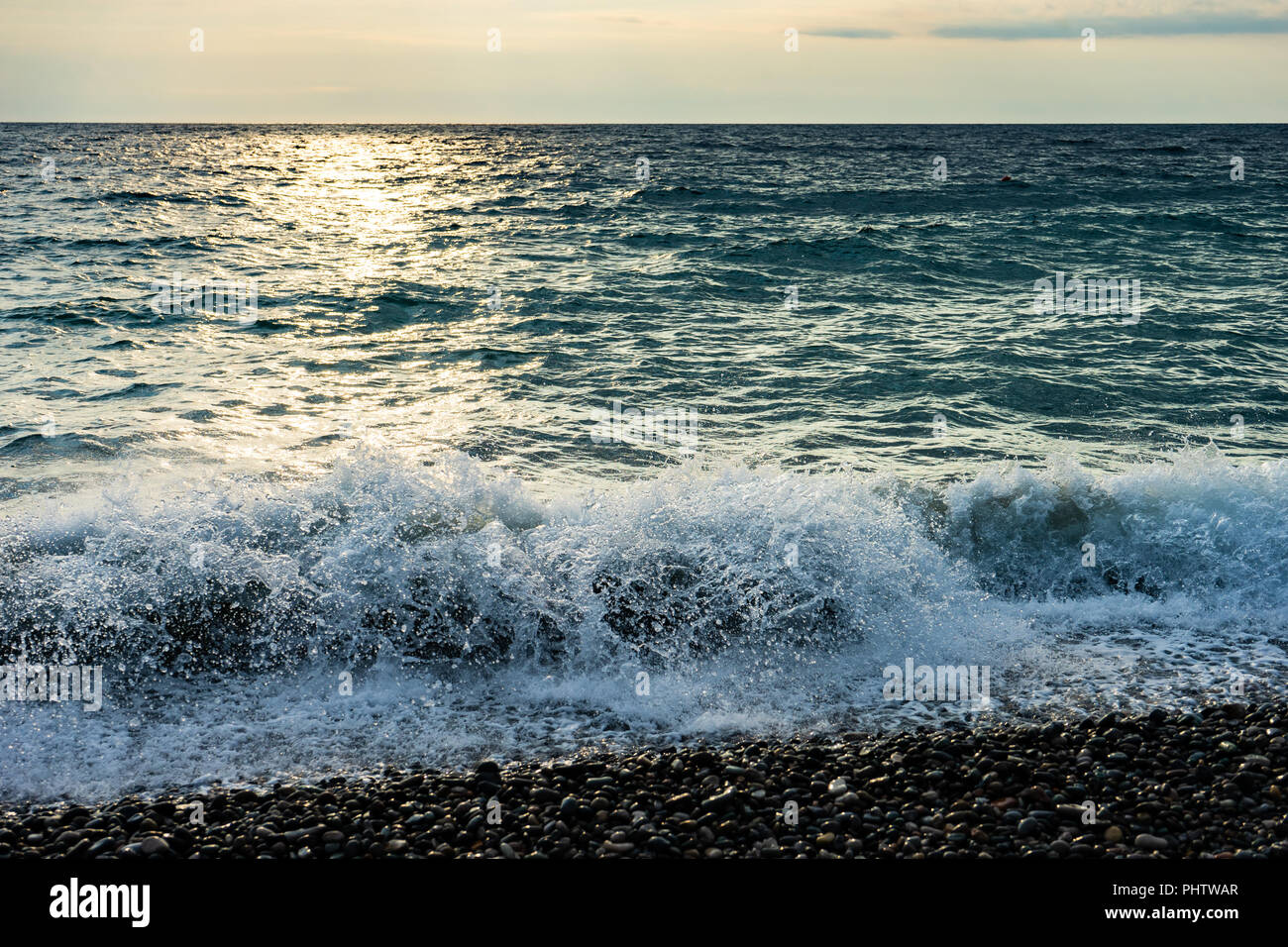 Sea waves of Black sea on Kvariati beach in Georgia Stock Photo - Alamy