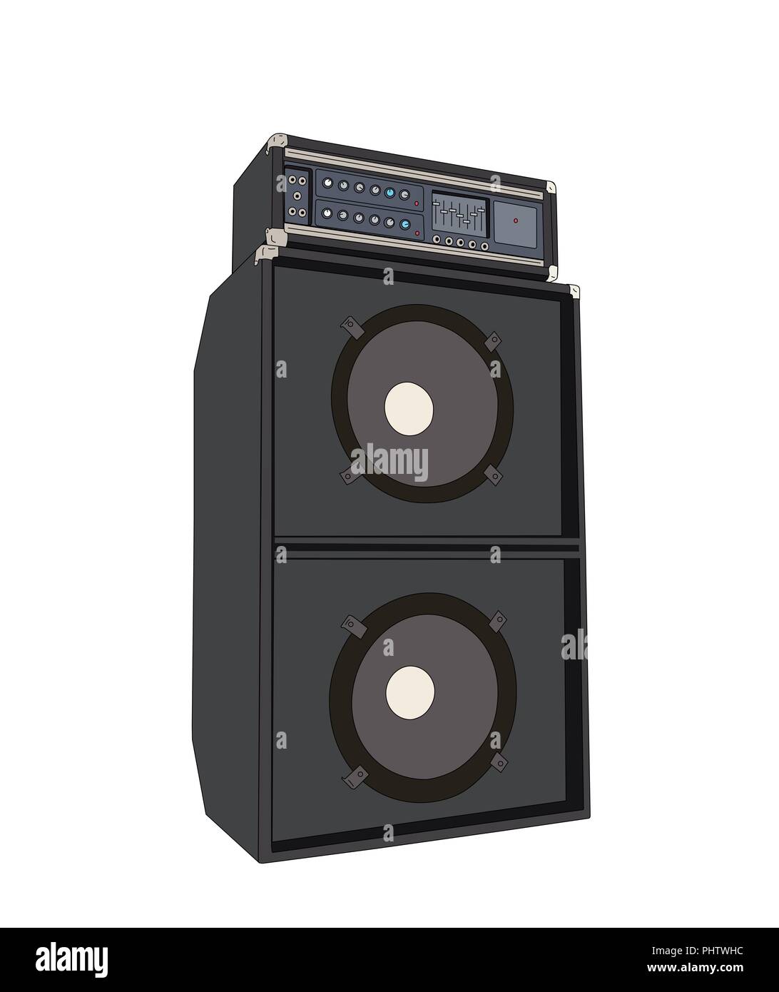 Big vintage bass amplifier vector illustration isolated with white ...