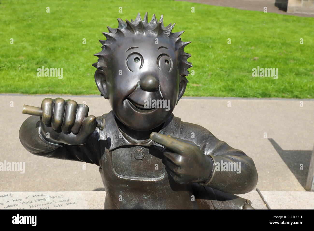 Bronze of Oor Wullie, the Scottish comic strip published the D.C ...