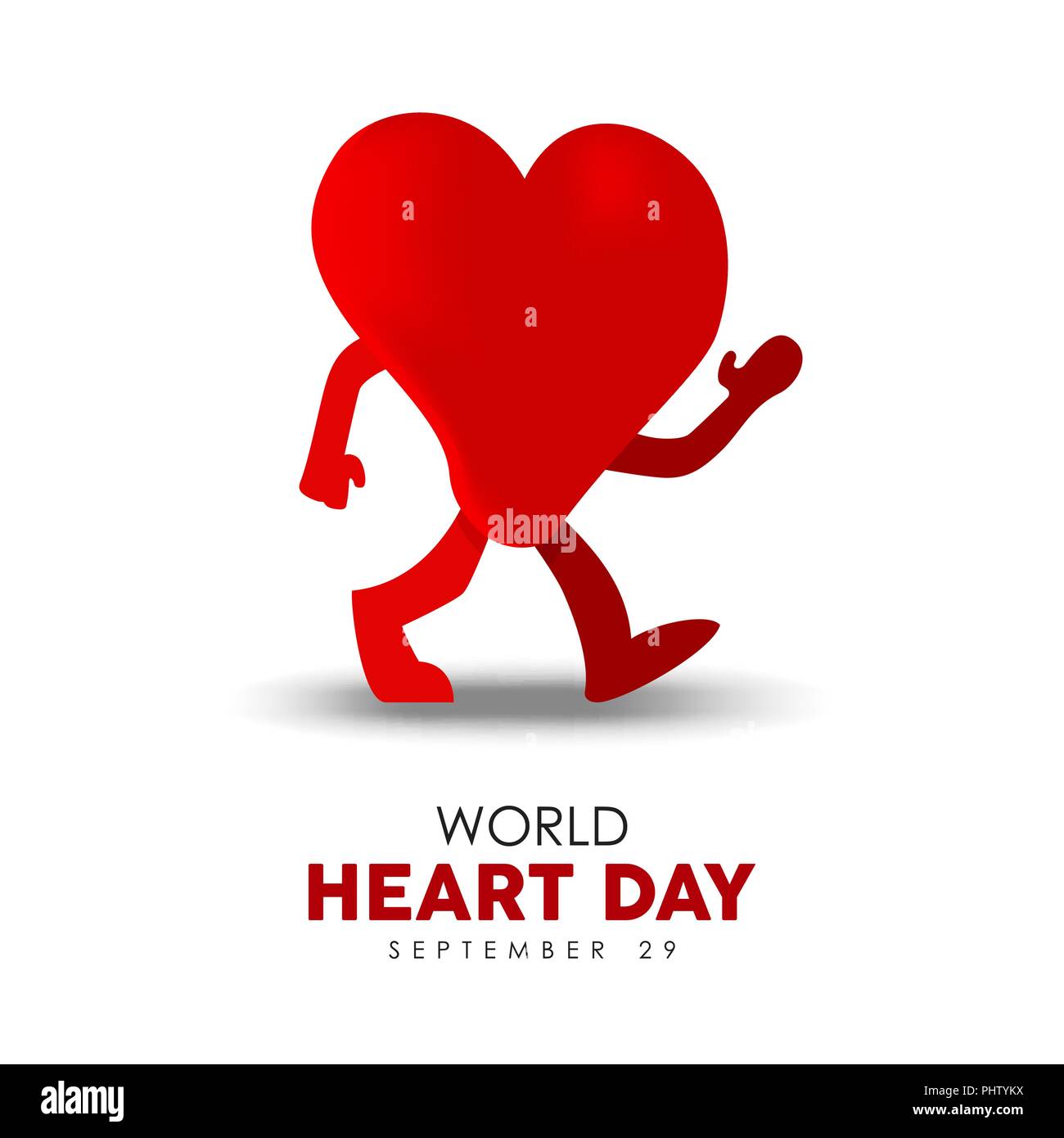 World Heart Day illustration for healthy lifestyle and exercise concept, red heartshape ...