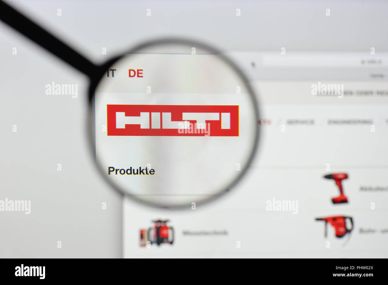 Milan, Italy - August 20, 2018: hilti website homepage. hilti logo ...