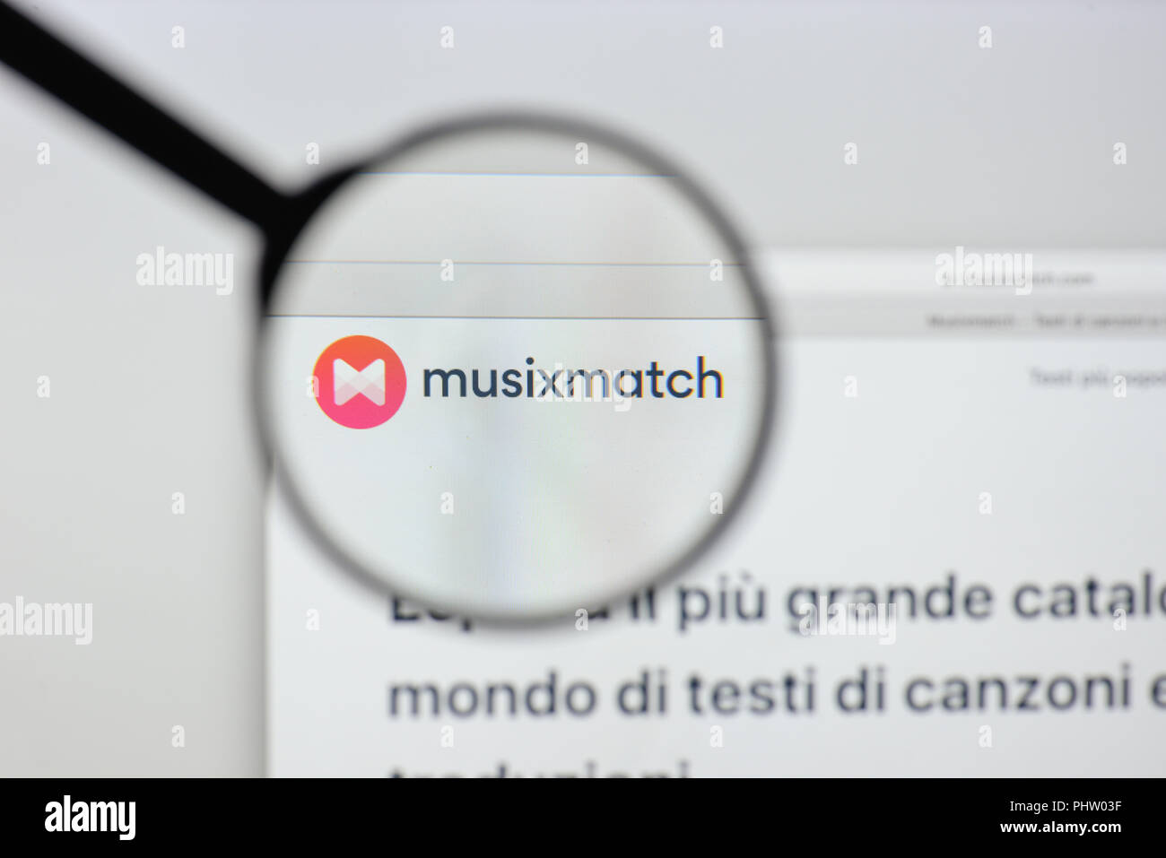 Milan, Italy - August 20, 2018: MUSIXMATCH website homepage. MUSIXMATCH ...