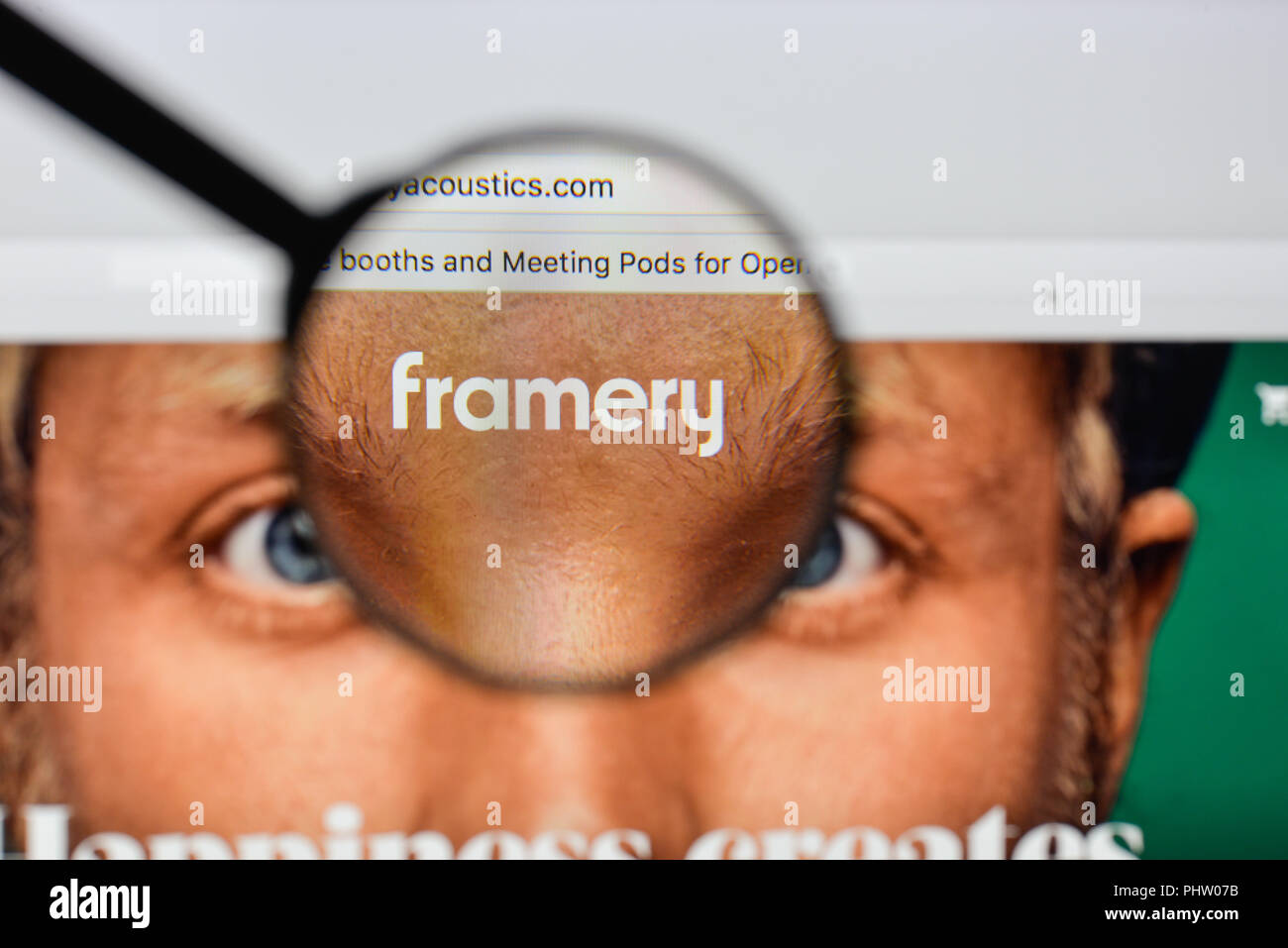 Milan, Italy - August 20, 2018: Framery website homepage. Framery logo ...