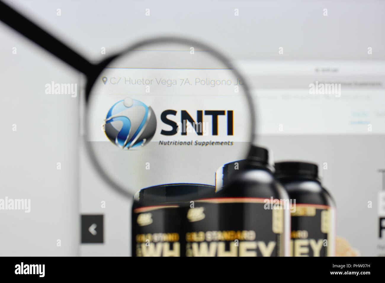 Milan, Italy - August 20, 2018: SNTI Nutritional Suplements website ...