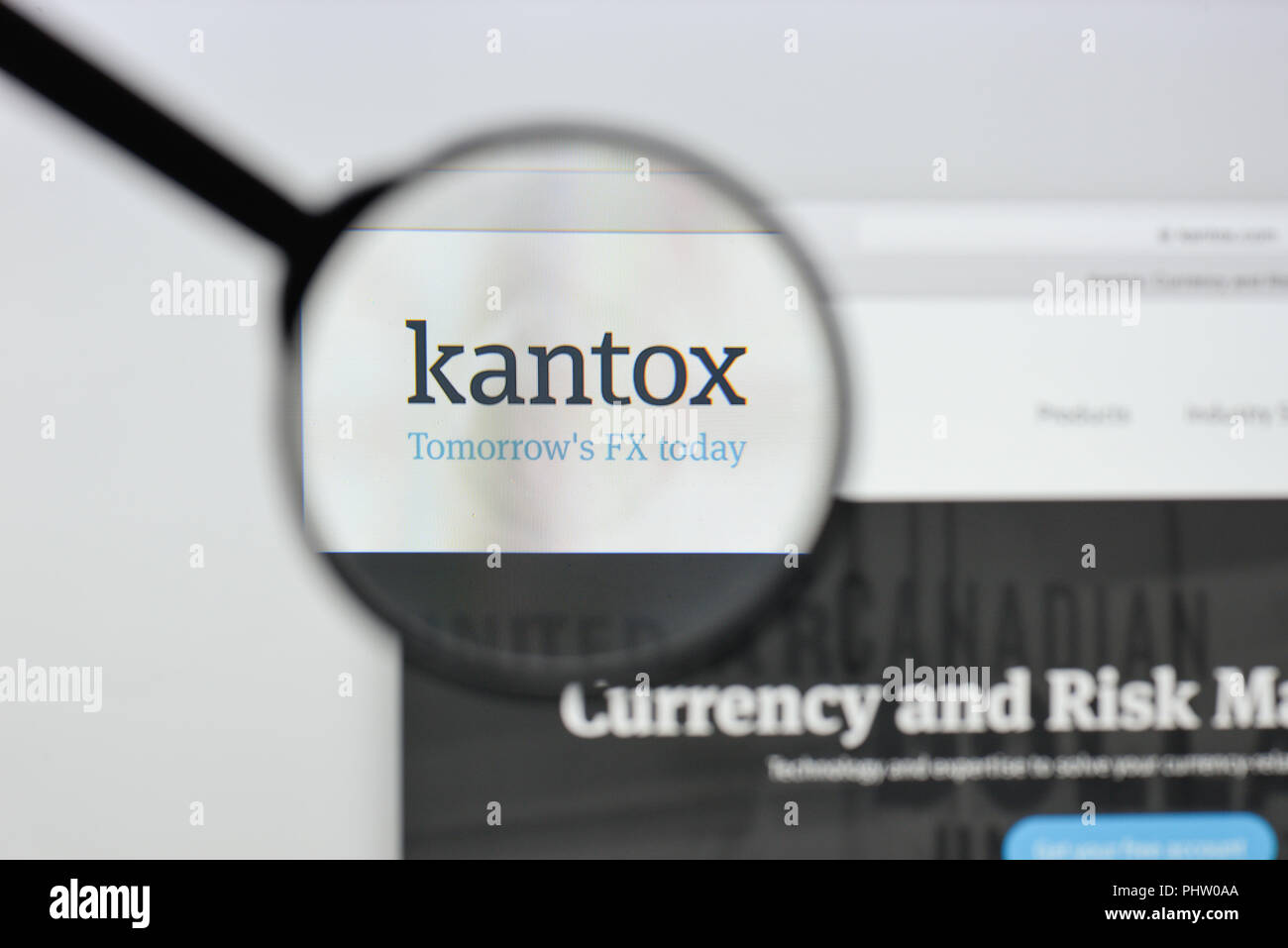 Milan, Italy - August 20, 2018: Kantox website homepage. Kantox logo ...