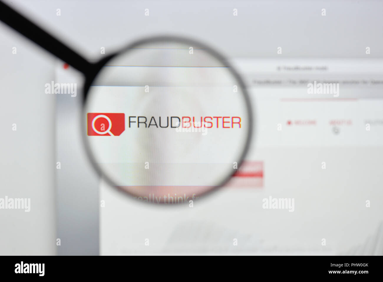 Milan, Italy - August 20, 2018: Fraud Buster website homepage. Fraud ...
