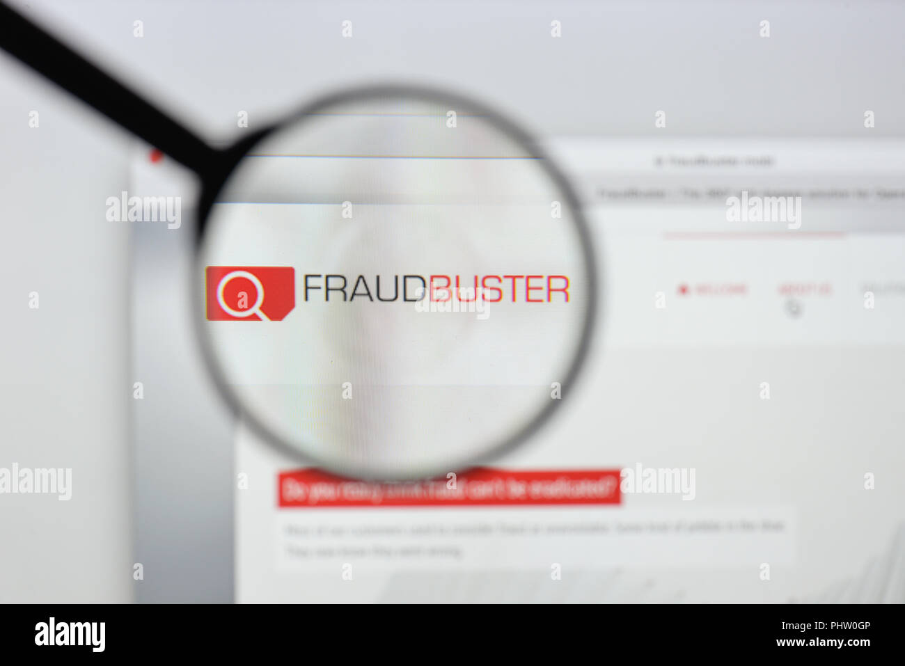 Milan, Italy - August 20, 2018: Fraud Buster website homepage. Fraud ...