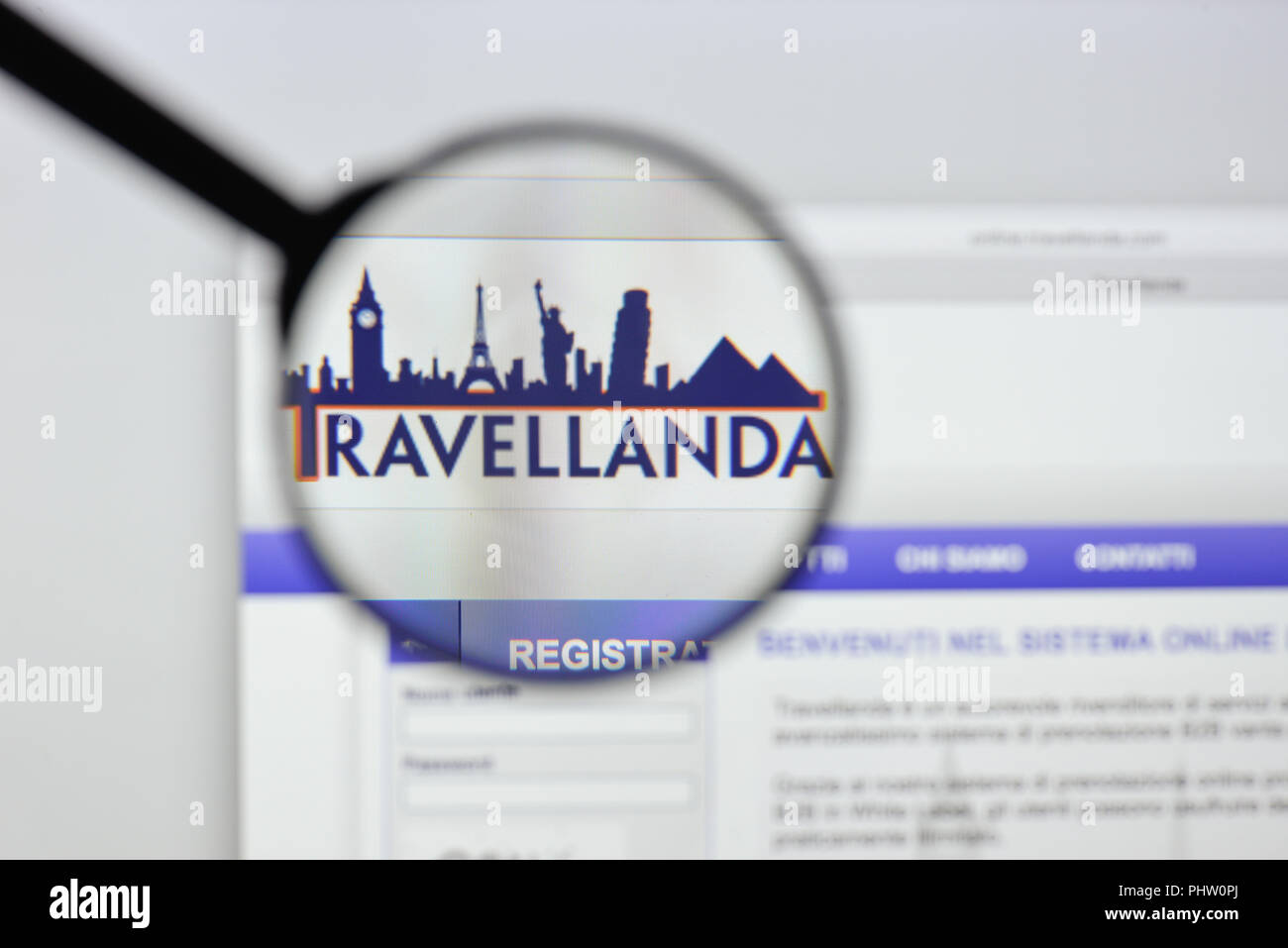 Milan, Italy - August 20, 2018: Travellanda website homepage ...