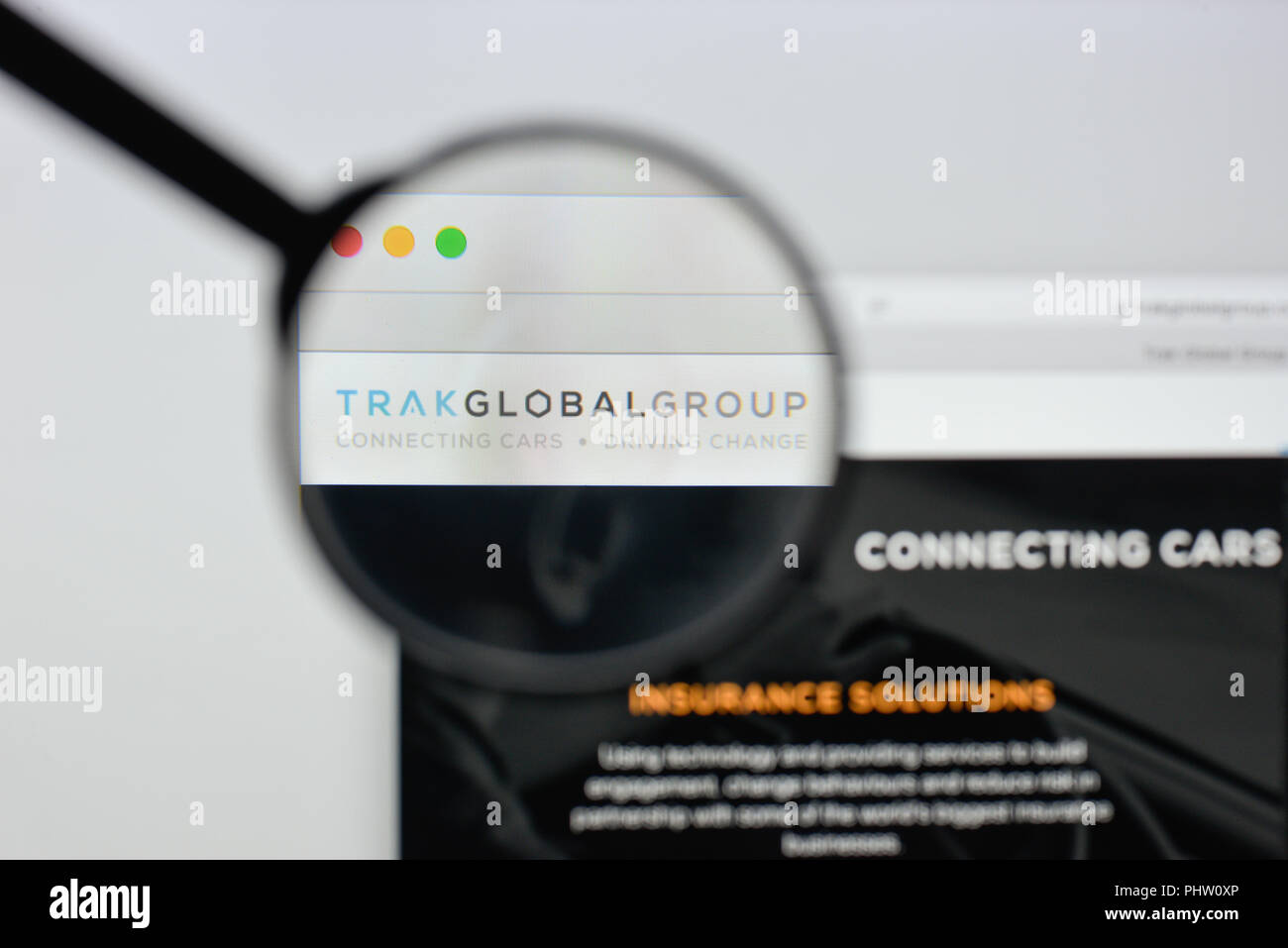 Milan, Italy - August 20, 2018: Trak Global Group website homepage ...